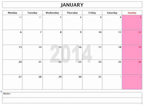 2014 Monthly Calendar Template Microsoft Word Free Word Template