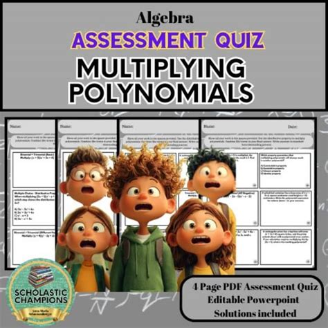 Multiplying Polynomials Algebra Assessment Quiz Test Pdf Ppt