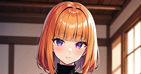 Aiイラスト たてセタ☓オレンジ髪☓前髪ぱっつんの爆乳お姉さん③ ユーキヒロ自己紹介読んでのイラスト Pixiv