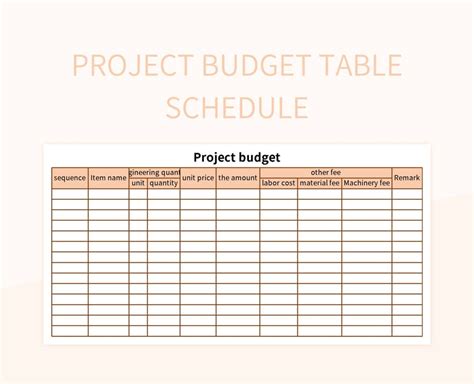 Project Budget Table Schedule Excel Template And Google Sheets File For Free Download Slidesdocs