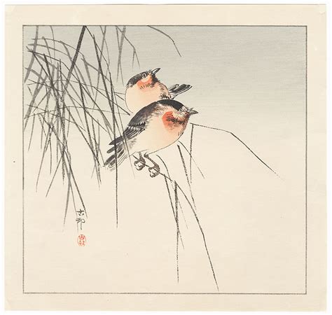 Ohara Shoson 1877 1945 Tits On Blades Of Grass Fuji Arts Japanese