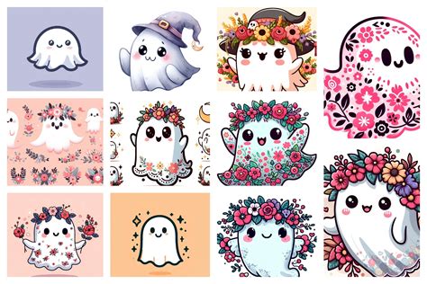 A Set Of 84 Cute Adorable Ghost By Dianaxstoyanova Thehungryjpeg