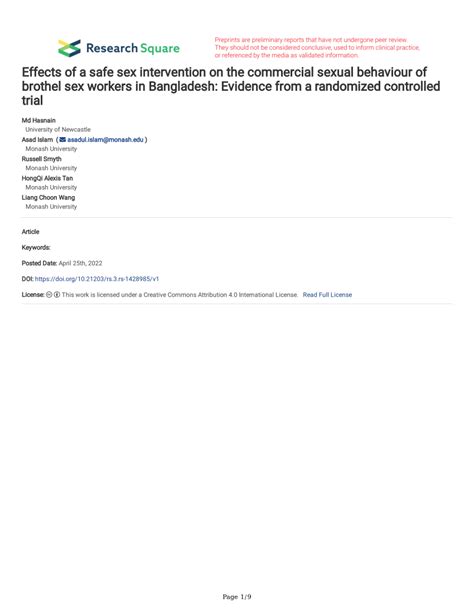 Pdf Effects Of A Safe Sex Intervention On The Commercial Sexual