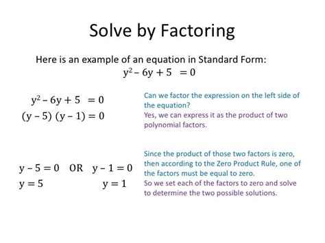 Solving Quadratic Equations By Factoring