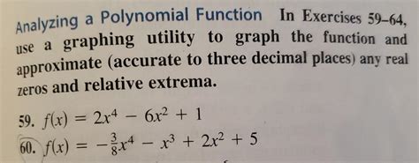 Solved Analyzing A Polynomial Function In Exercises 59 64