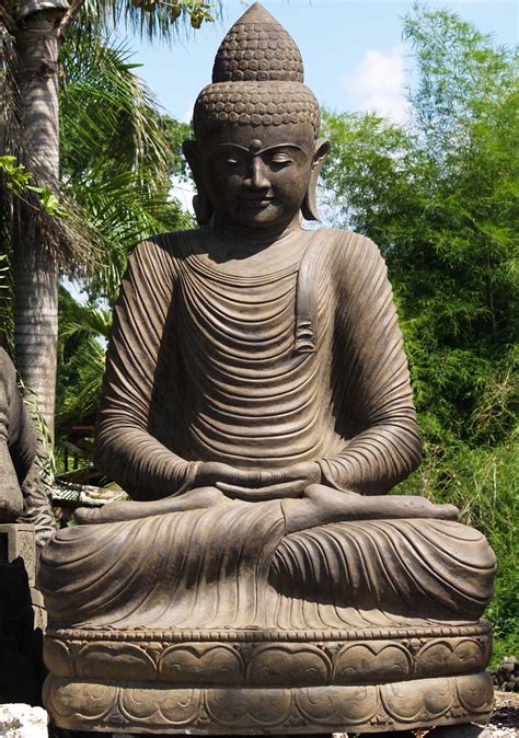 Enormous 9 Foot Tall Stone Meditating Buddha Statue Full Lotus Pose