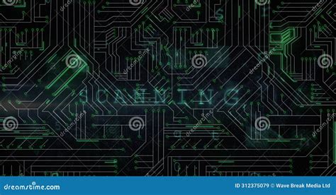 Image Of Cyber Security Data Processing Over Microprocessor Connections Against Black Background