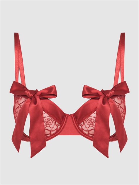 Melrose Satin Bow Tie Up Open Cup Bra Fredericks Of Hollywood