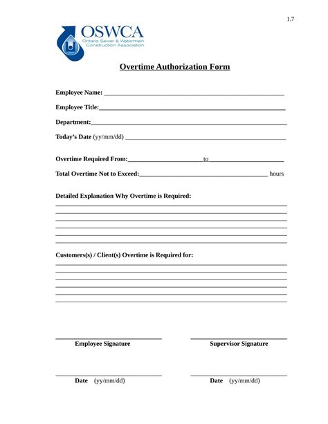 Overtime Agreement Template