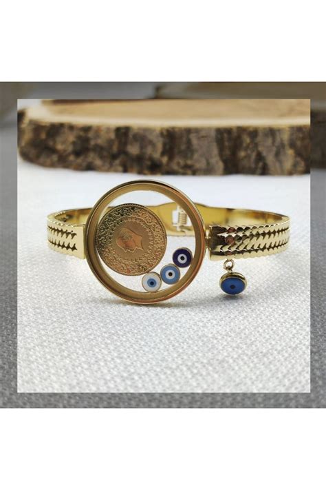 SHE ACCESSORIES Stainless Steel Mavi Boncuklu Şeffaf Çeyrekli Çelik