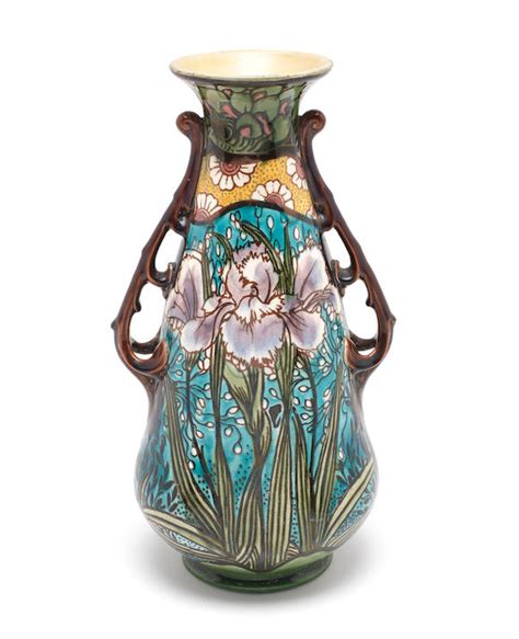 Bonhams Minton A Secessionist Twin Handled Vases With Irises Circa