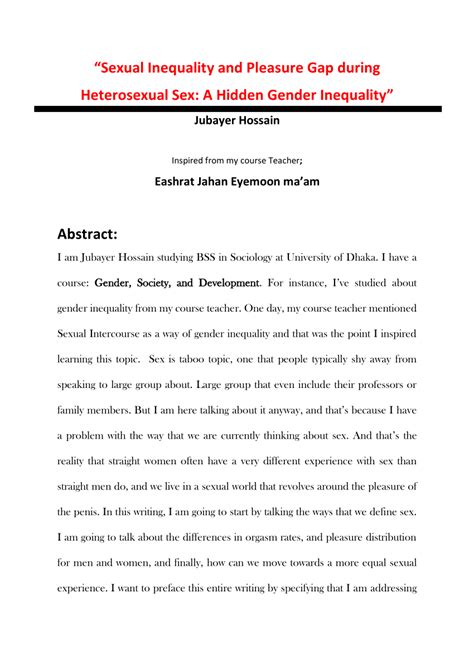 Pdf Sexual Inequality And Pleasure Gap During Heterosexual Sex A