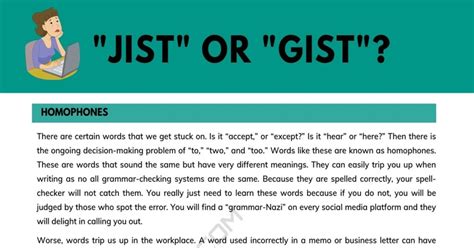 Is It Jist Or Gist Which Spelling Is Correct 7esl