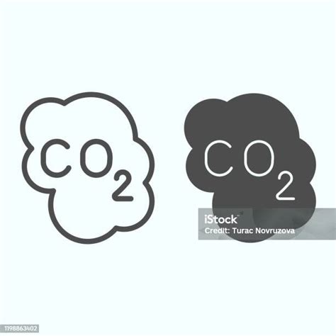 Co2 雲線和字形圖示二氧化碳公式向量圖在白色上分離污染輪廓風格設計專為網路和應用而設計向量圖形及更多10號圖片 10號 二氧化碳