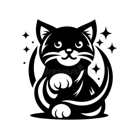 Classic Cat Mascot Silhouette Logo Icon Stock Illustration