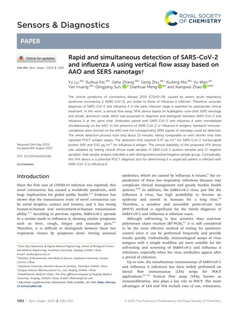 Pdf Rapid And Simultaneous Detection Of Sars Cov 2 And Influenza A