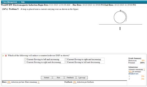 Solved Problem A Loop Is Placed Near A Current Chegg Com