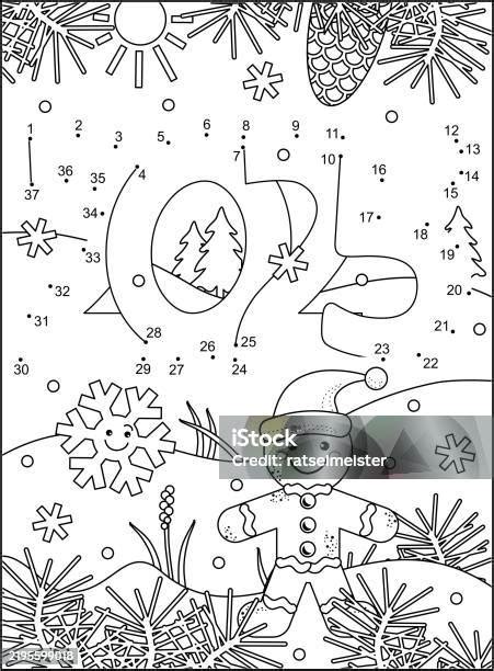 2025년 전체 페이지 점 숨겨진 그림 퍼즐 및 색칠 공부 페이지 포스터 또는 활동 시트 연결 2025년에 대한 스톡 벡터 아트 및 기타 이미지 Istock