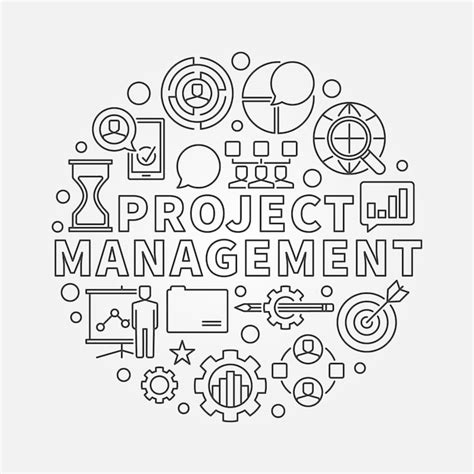 Premium Vector Project Management Vector Round Concept Illustration In Outline Style