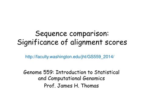Ppt Sequence Comparison Sequence Comparison Significance Of