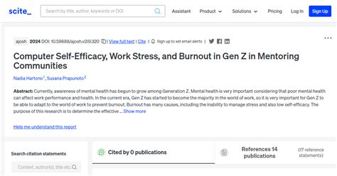 Computer Self Efficacy Work Stress And Burnout In Gen Z In Mentoring