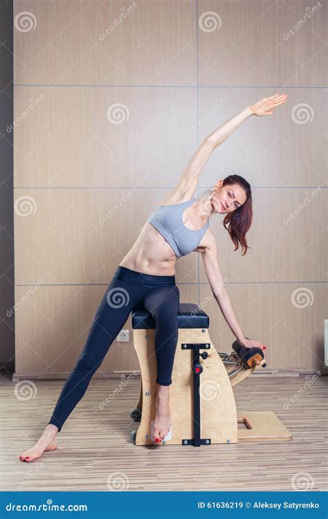 Combo Wunda Pilates Chair Woman Fitness Yoga Gym Stock Image Image Of