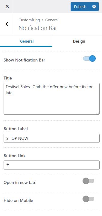 General Settings Blossomthemes
