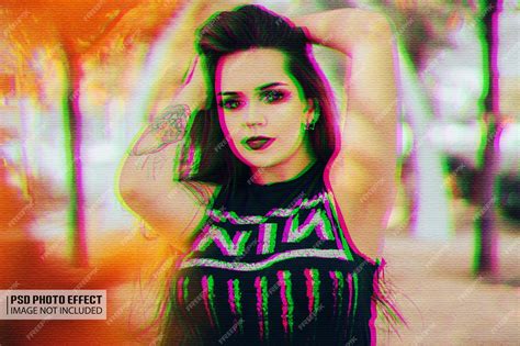 Premium Psd Color Pixel Rgb Split Double Color Photo Effect