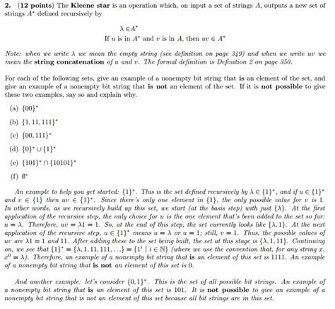 Solved The Kleene Star Is An Operation Which On Input A Set