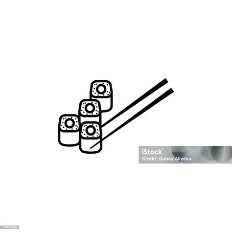 초밥 마키 롤 하시 아이콘 Ui 및 Ux 웹 사이트 또는 모바일 응용 프로그램에 대한 간단한 라인 일본 음식 아이콘의 개요 벡터 개념에 대한 스톡 벡터 아트 및 기타 이미지