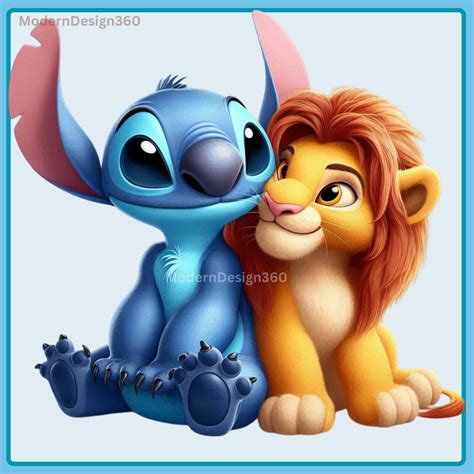 Stitch And Simba Watercolor Splash Clipart Images Graphics And