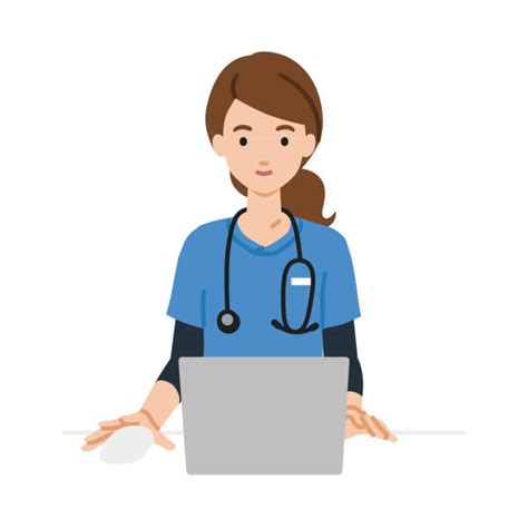 90 Nurse Typing At Computer Stock Illustrations Royalty Free Vector