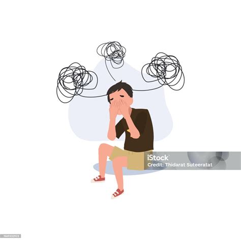 신경질적인 어린 아이가 고통의 징후를 보인다 스트레스와 불안을 느끼는 고민하는 아이 플랫 벡터 만화 그림 감정에 대한 스톡 벡터