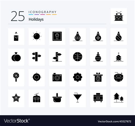 Holidays 25 solid glyph icon pack including Vector Image