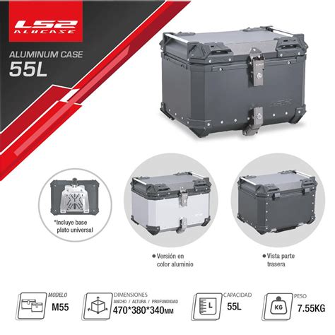 Baul Trasero Motocicleta Ls2 B55 Aluminio Negro 55 Lts Jabs Moto