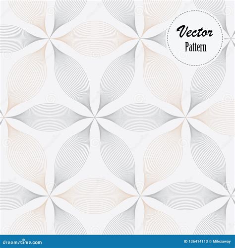 Linear Vector Pattern Repeating Abstract Flower Leaves Gray Line Of Leaf Or Flower Floral