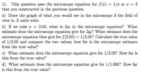 Solved 11 This Question Uses The Microscope Equation For