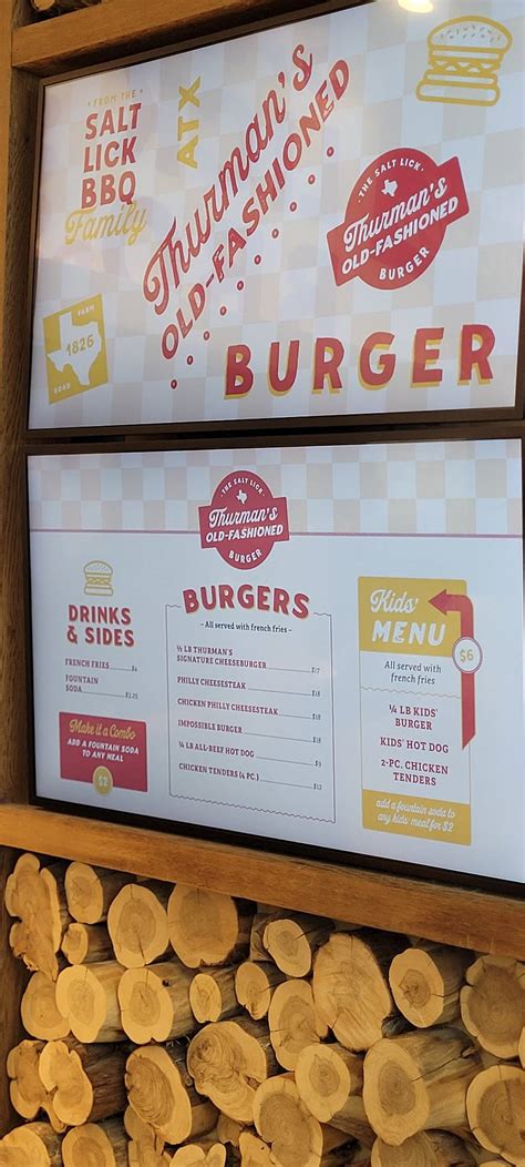 Menu At Thurmans Old Fashioned Burger Restaurant Austin