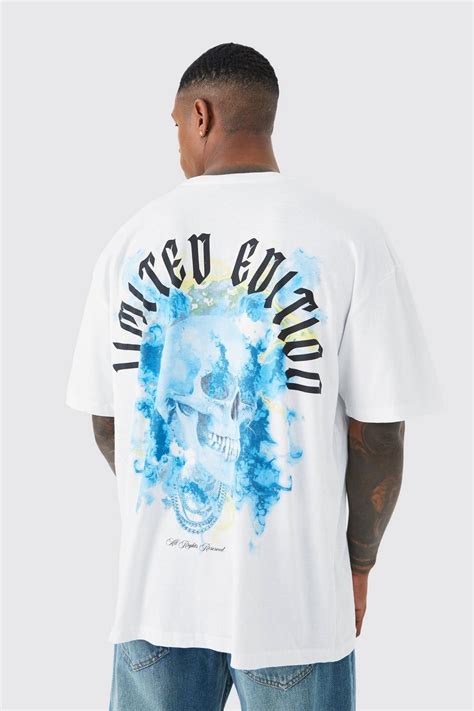 Oversized Skull Graphic Extended Neck T Shirt Boohoo
