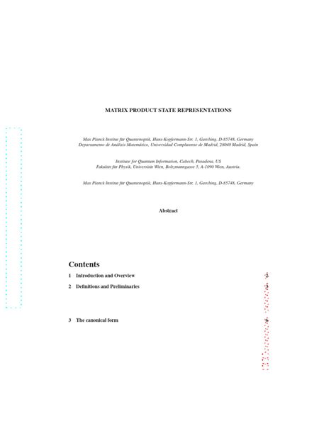 Matrix Product States Representations Pdf Matrix Mathematics