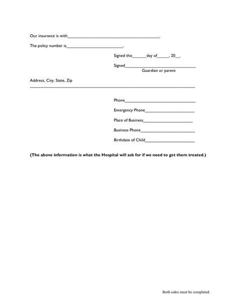 Emergency Medical Authorization Form In Word And Pdf Formats Page 2 Of 2