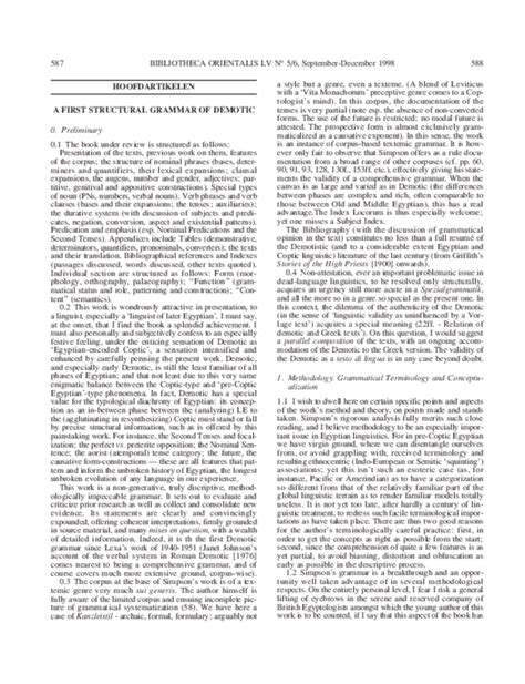 Pdf A First Structural Grammar Of Demotic