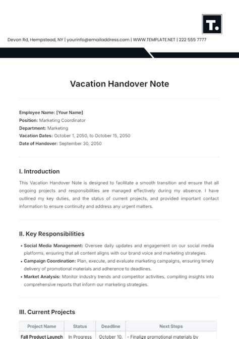 Page Free Handover Templates To Edit Online Print