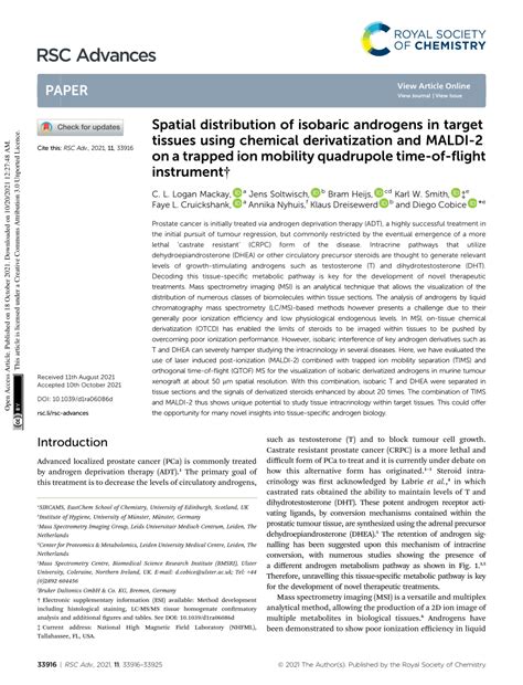 Pdf Spatial Distribution Of Isobaric Androgens In Target Tissues Using Chemical Derivatization