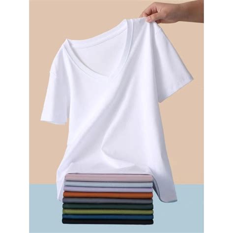 Unisex M Xl Fashion Plain V Neck Cotton T Shirt Shopee Philippines