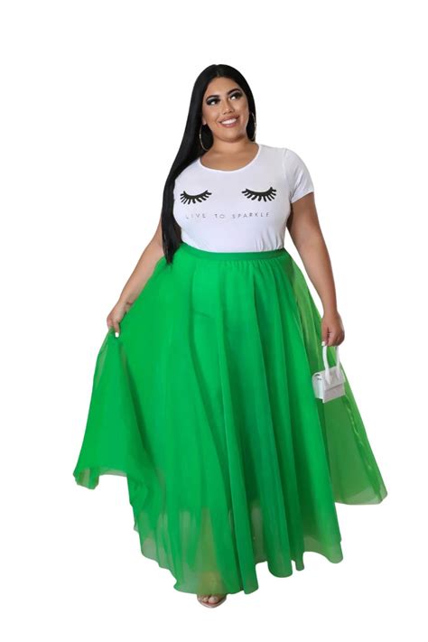 Final Sale Plus Size Maxi Tulle Tutu Skirt In Green Skirt Only