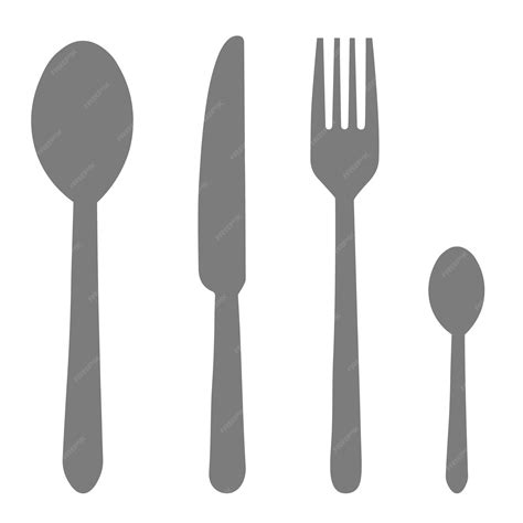 Premium Vector Cutlery Set In Grey Colour Vector Illustration