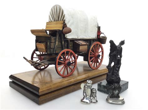 lot 4pc oscar cortez signed covered wagon figure