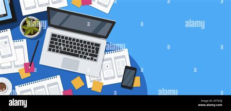 Ux Ui Design Concept Web Banner With Copy Space User Experience Designer Workspace With Mobile