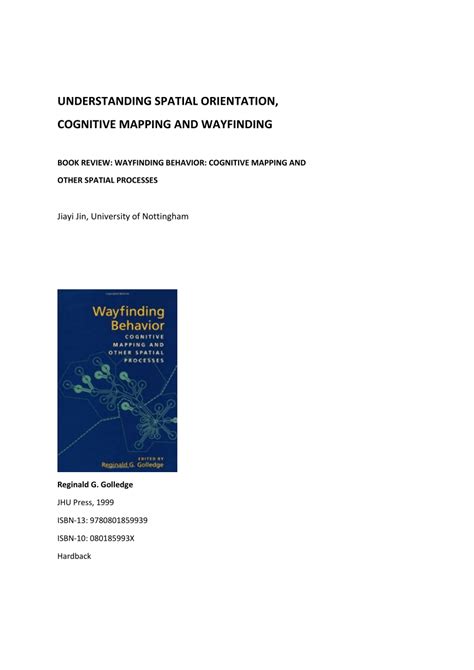 Pdf Understanding Wayfinding Behaviours Spatial Orientation And Cognitive Mapping Book